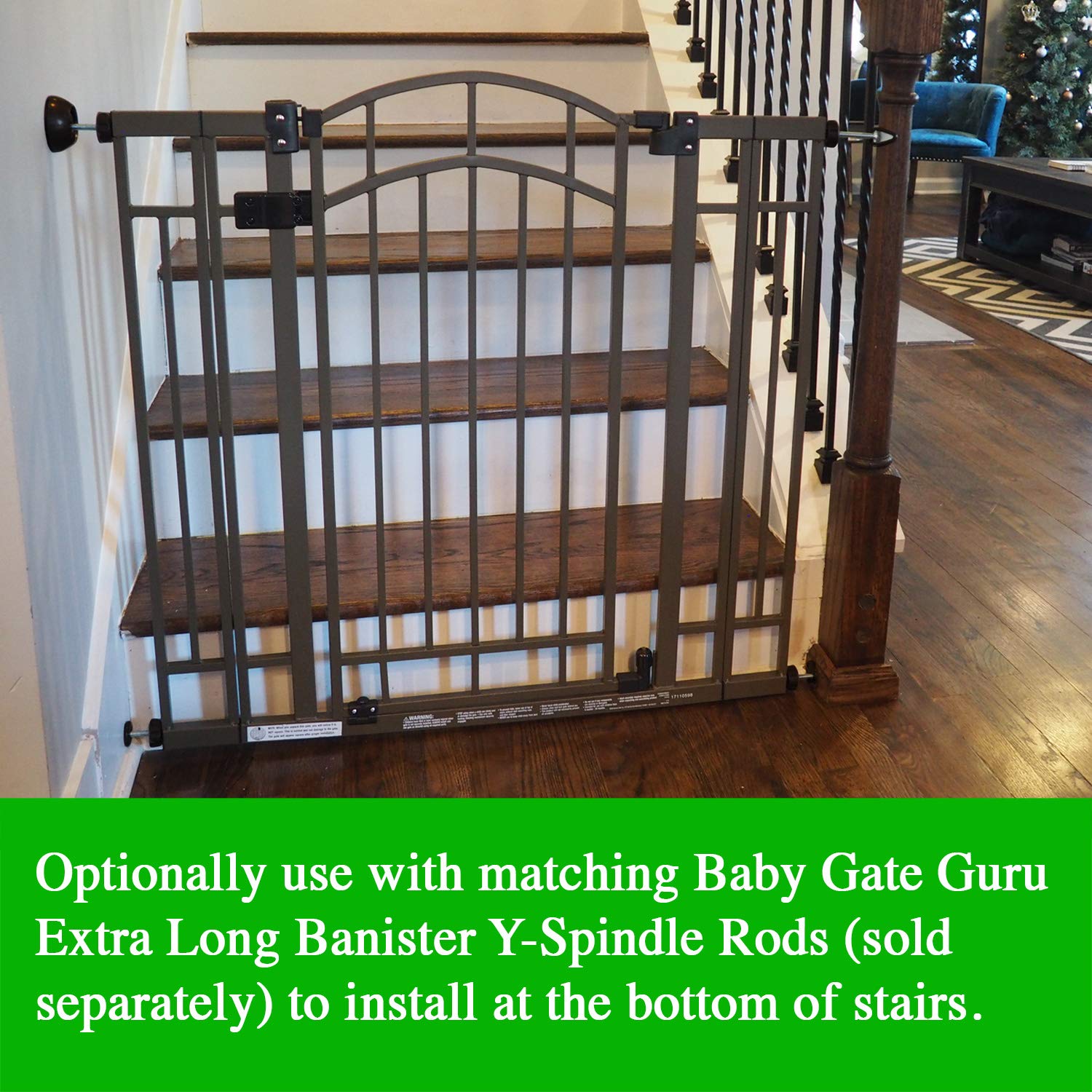 Baby Gate Guru Extra Long M8 (8mm) Spindle Rods + Small Wall Protectors Bundle (Black)