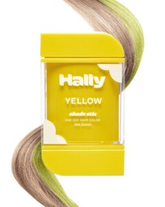 hally hair temporary hair color, shade stix (yellow) - 12 ml washable hair chalk for kids, teens & adults - one day pop of color for festivals, sporting events & parties, all hair types