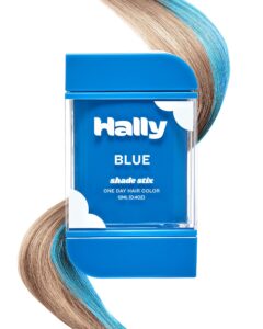 hally hair temporary hair color, shade stix (blue) - 12 ml washable hair chalk for kids, teens & adults - one day pop of color hair dye for festivals, sporting events & parties, all hair types