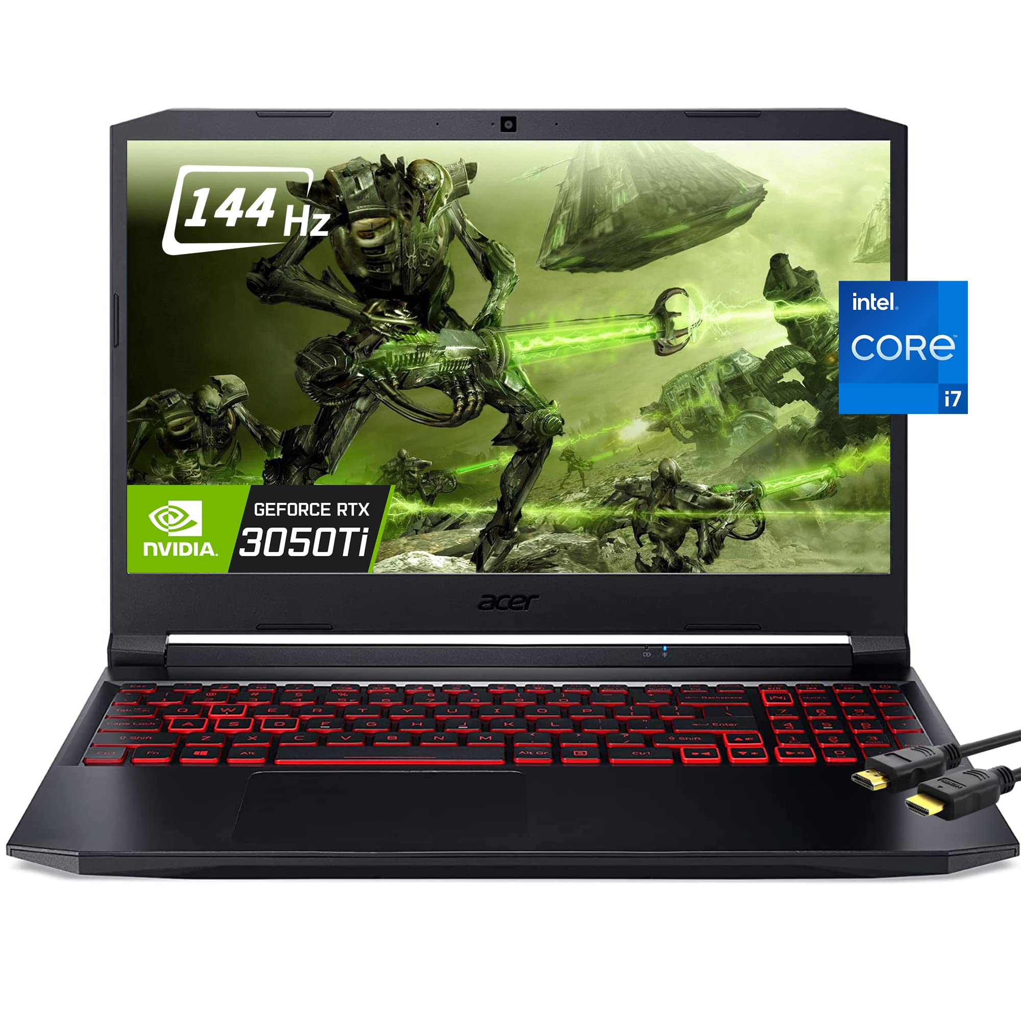 acer Nitro 5 15.6'' 144Hz Gaming Laptop, 11th Intel 8-Core i7-11800H(Beat Ryzen 7 5800H), Nvidia GeForce RTX 3050 Ti 4GB GDDR6, Backlit KB, Windows 11 Home(32GB|1TB SSD), Black