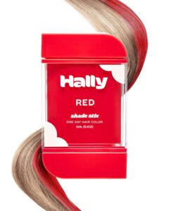 hally hair temporary hair color, shade stix (red) - 12 ml washable hair chalk for kids, teens & adults - one day pop of color hair dye for festivals, sporting events & parties, all hair types