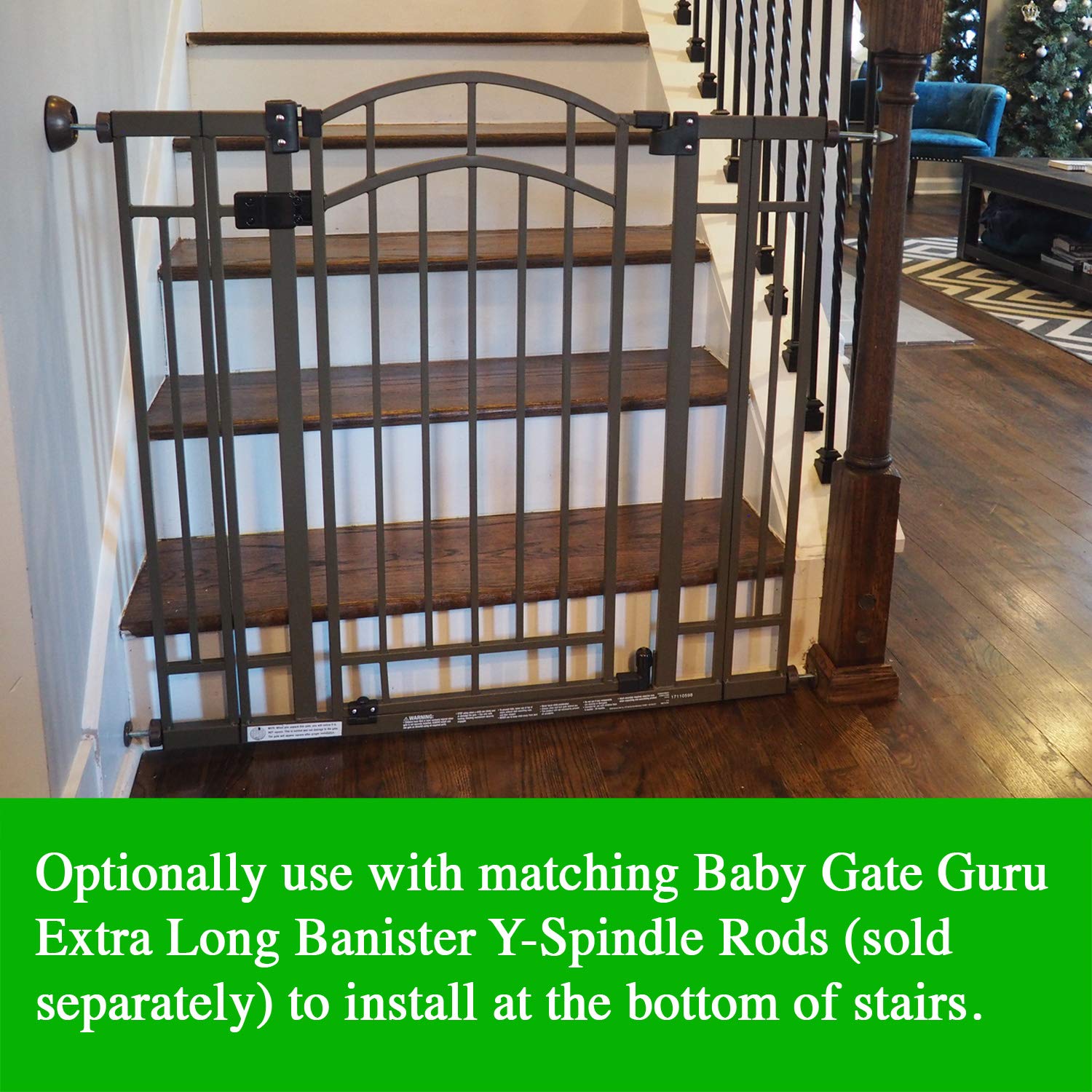 Baby Gate Guru Extra Long M8 (8mm) Spindle Rods + Small Wall Protectors Bundle (Bronze)