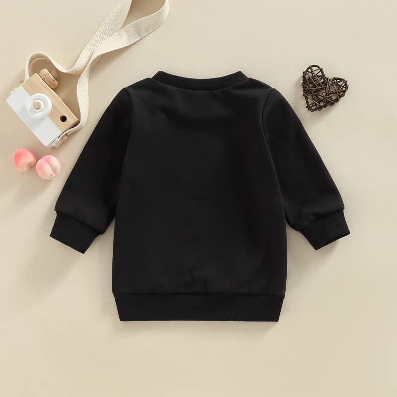 YINGISFITM Baby Girl Boy Valentines Day Outfit Toddler Crewneck Sweatshirt Long Sleeve Shirt Pullover Top Spring Clothes (Mr steal your heart black,12-18 Months)