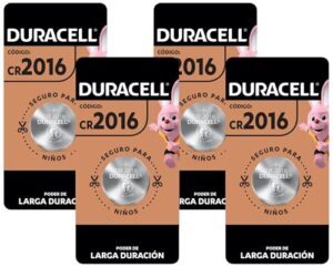 duracell cr2016 3v lithium battery, child safety features, 1 count pack, lithium coin battery for key fob, car remote, glucose monitor, cr lithium 3 volt cell (pack of 4)