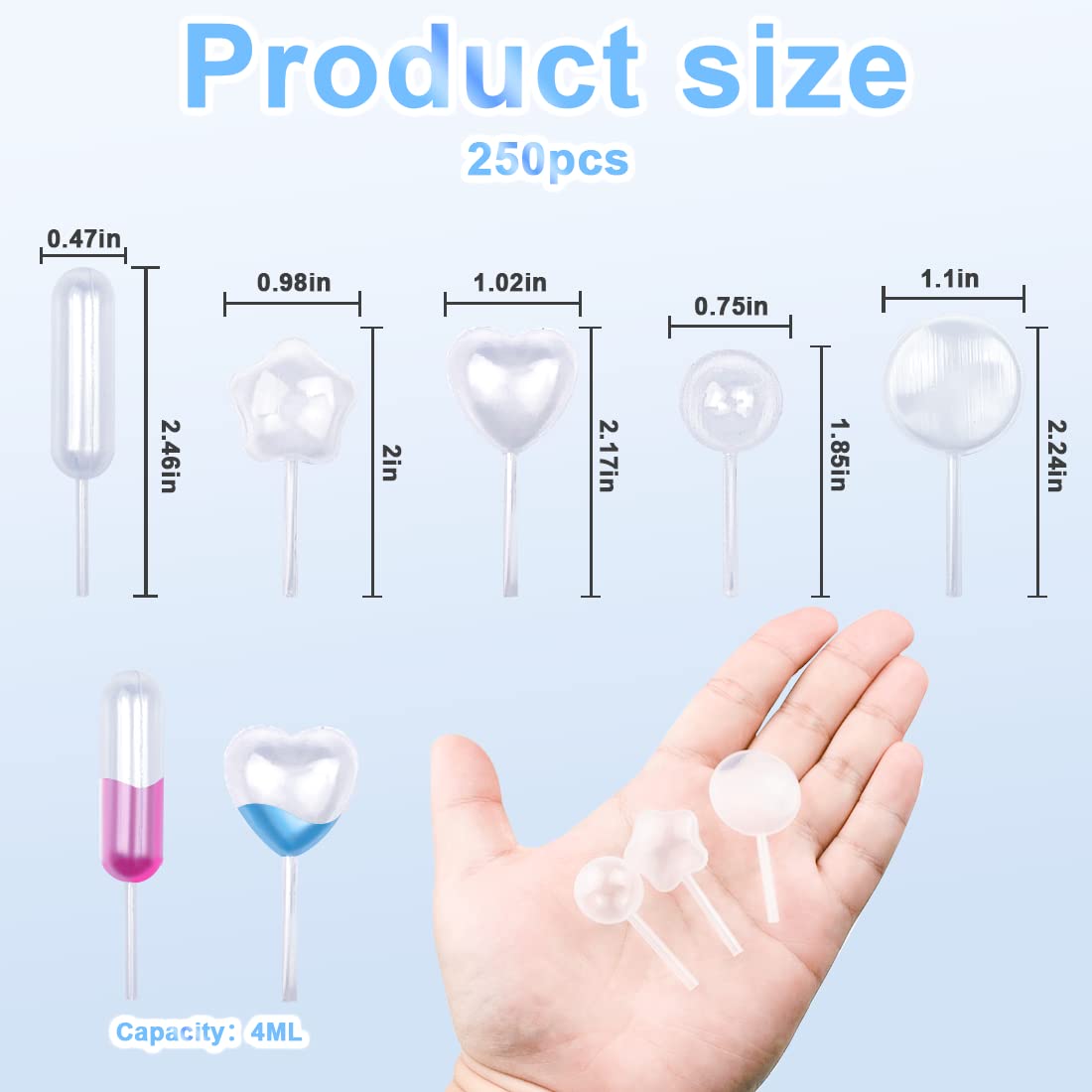 250 Pieces 4ml Cupcake Pipettes Dropper,Plastic Pipettes, Pipettes Dropper for Strawberries,Disposable Pipette Mini Liquid Injector for Strawberries Chocolate Ice Cream