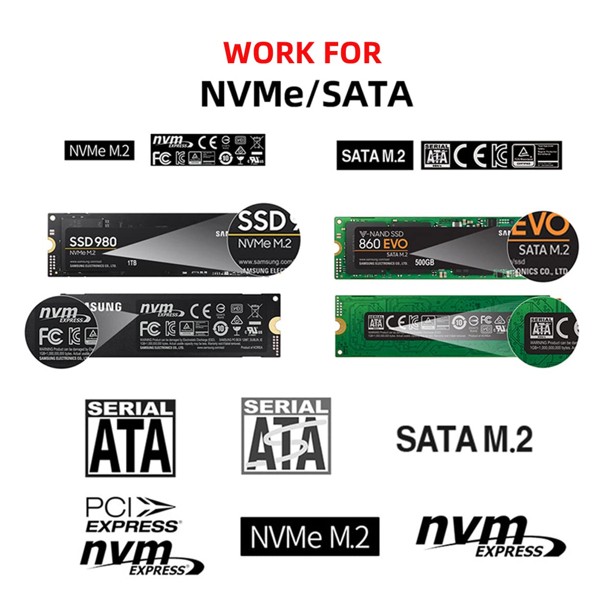 Cablecc Oculink SFF-8612 8611 to U.2 Kit M-Key to NVME PCIe SSD and NGFF to SATA Adapter for Mainboard