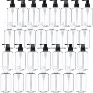 30 pcs 10 oz plastic pump bottle dispenser empty lotion bottle with pump refillable clear hand soap dispenser portable travel lotion container for body wash liquid soap shampoo essential oil, 2 colors