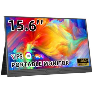 jshix portable monitor,portable monitor for laptop, 15.6" fhd laptop monitor, hdmi usb-c ips external monitor, built-in dual speakers gaming monitor for laptop pc phones ps5/4 xbox switch