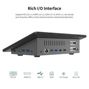 HIGOLEPC Mini PC,10.1 Inch Touchscreen Win 11 Pro Mini Computer, Celeron J4125 8GB RAM/128GB ROM Mini PC with Screen,Dual R232 HDMI,BT 5.2,WiFi 5.0,Type-C,Support Auto-Boot.