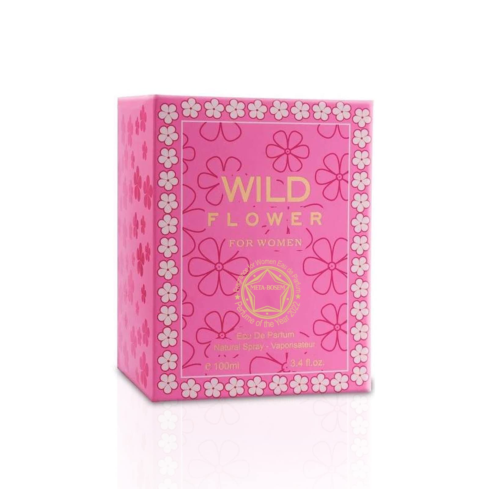 META-BOSEM Wild Flower Pink, Women Perfume Eau de Parfum Natural Spray - Floral Notes - Sweet Fresh Scent - Great Holiday Gift - for All Day Use - a Classic Bottle, 3.4 Fluid Ounce/100Ml