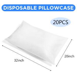 Oudain Disposable Pillow Cases, 20 Count, White, 32 x 20 Inches, Non Woven Fabric