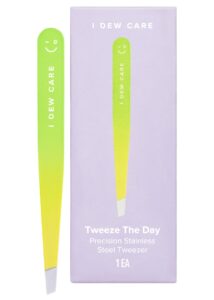 i dew care tweezer - tweeze the day | precision stainless steel, professional hair beauty tool, 1 count