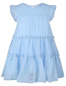 agqt toddler girls summer dress loose fit swiss dots flowy pleated dress ruffle babydoll birthday chiffon dress ligh blue size 1-2t