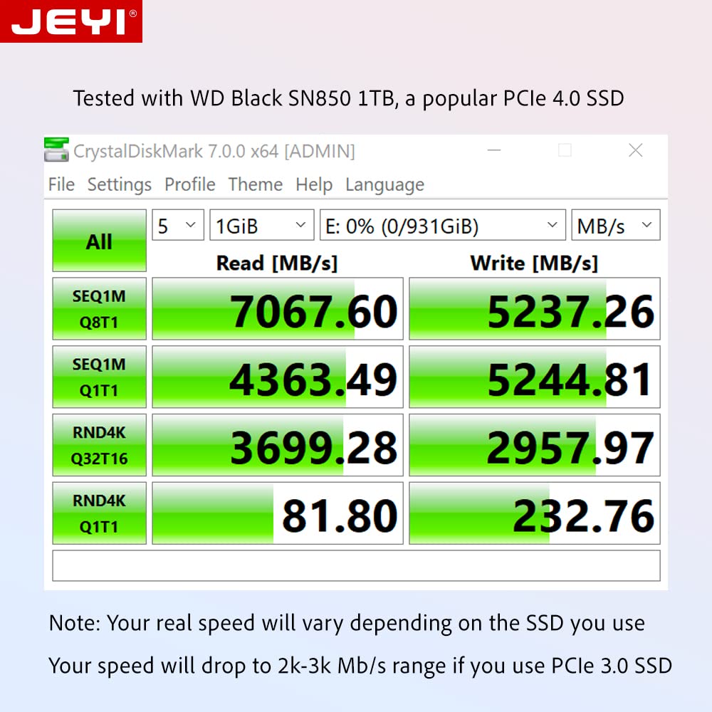 JEYI RGB NVMe M.2 SSD to PCIe X16/X8/X4 Adapter Card with Aluminum Heat Sink (No RGB)