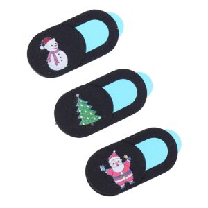 milisten 3pcs tree thin cover cute snowman lid christmas webcam anti- ultra privacy blocker shutter peeping camera mobile holiday sticker slide security santa laptop slider tablet theme