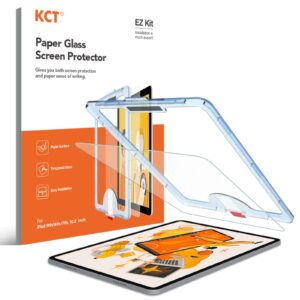 kct paperfeel glass screen protector compatible with ipad 9th generation/ipad 8th generation/ipad 7th generation (ipad 10.2 inch), auto-alignment tool, tempered glass, ez kit