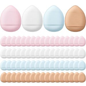 gerrii 72 pcs finger powder puff mini makeup sponge soft beauty makeup blender puff for foundation, face powder, under eye setting, concealer, repair cream, cosmetic tool (pink, beige, blue, white)