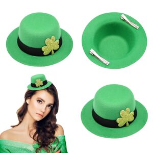 3 pairs st patrick's day green hair clips for women girls - shamrock hat shape hair clip barrettes holiday irish clover hair accessories (style b)