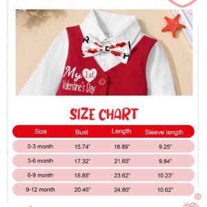 Dearnow My First Valentines Day Baby Boy Outfit Baby Boy Clothes 6-9 Months Mommys Valentine Baby Boy One-Piece Gentlemen Romper