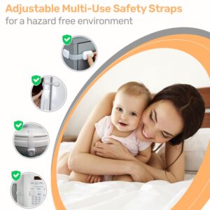 3M Adhesive Child Safety Strap Locks by Baby Proof Me, Baby Latches for Cabinets, Dishwashers, Fridges, Ovens and Trash Cans, Stain Free Toilet Lock (6 Safety Latches)