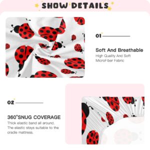 xigua Ladybug Fitted Crib Sheet Soft Breathable Crib Sheet for Standard Crib Mattress and Toddler Mattresses 52 * 28 * 9 in#414