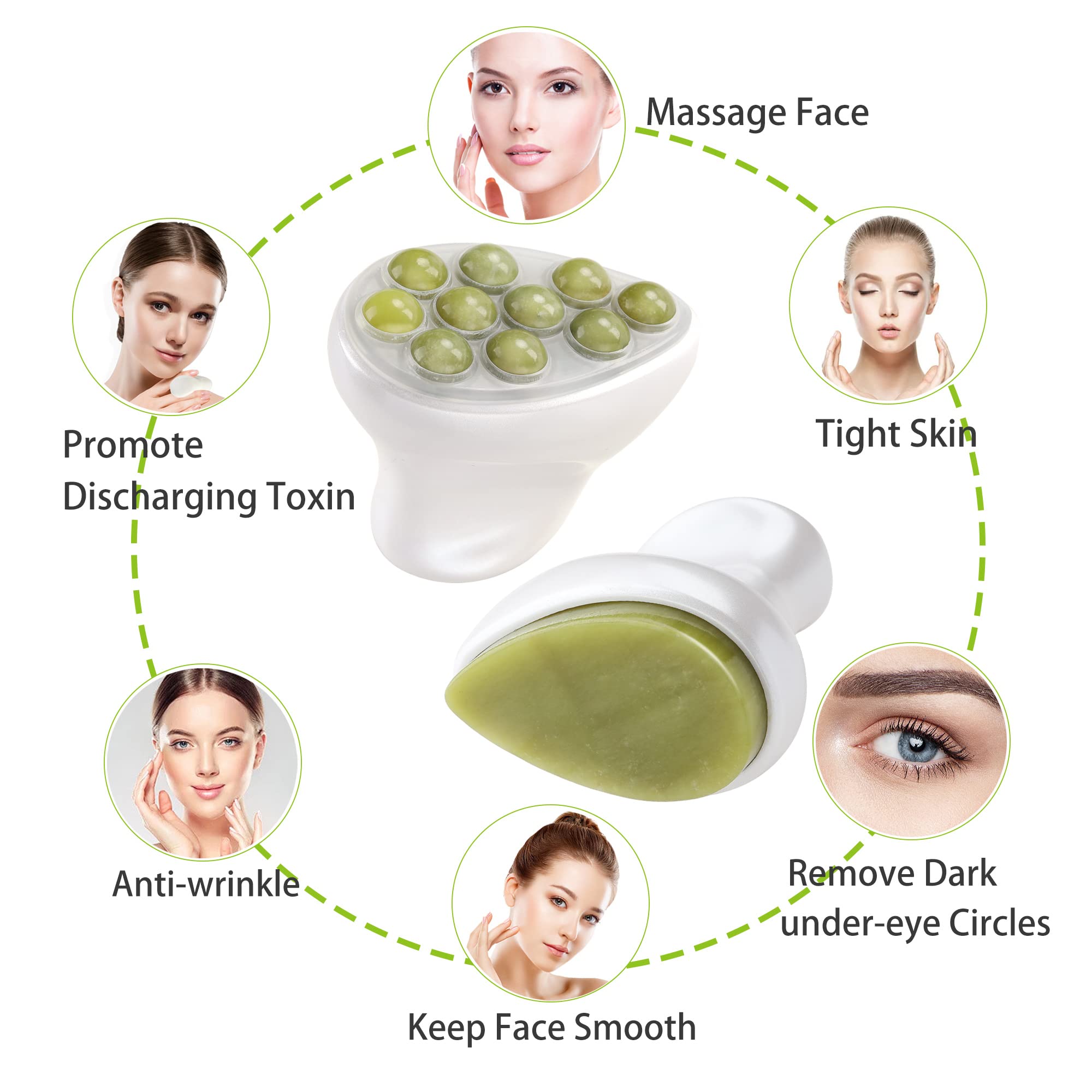 BEAUTYFACTOR Jade Roller & Gua Sha Facial Tools Face Roller for Skin Care,Facial Roller Gua Sha Tool for Puffiness and Redness Reducing Skin Care Routine