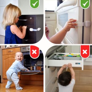 3M Adhesive Child Safety Strap Locks by Baby Proof Me, Baby Latches for Cabinets, Dishwashers, Fridges, Ovens and Trash Cans, Stain Free Toilet Lock (6 Safety Latches)