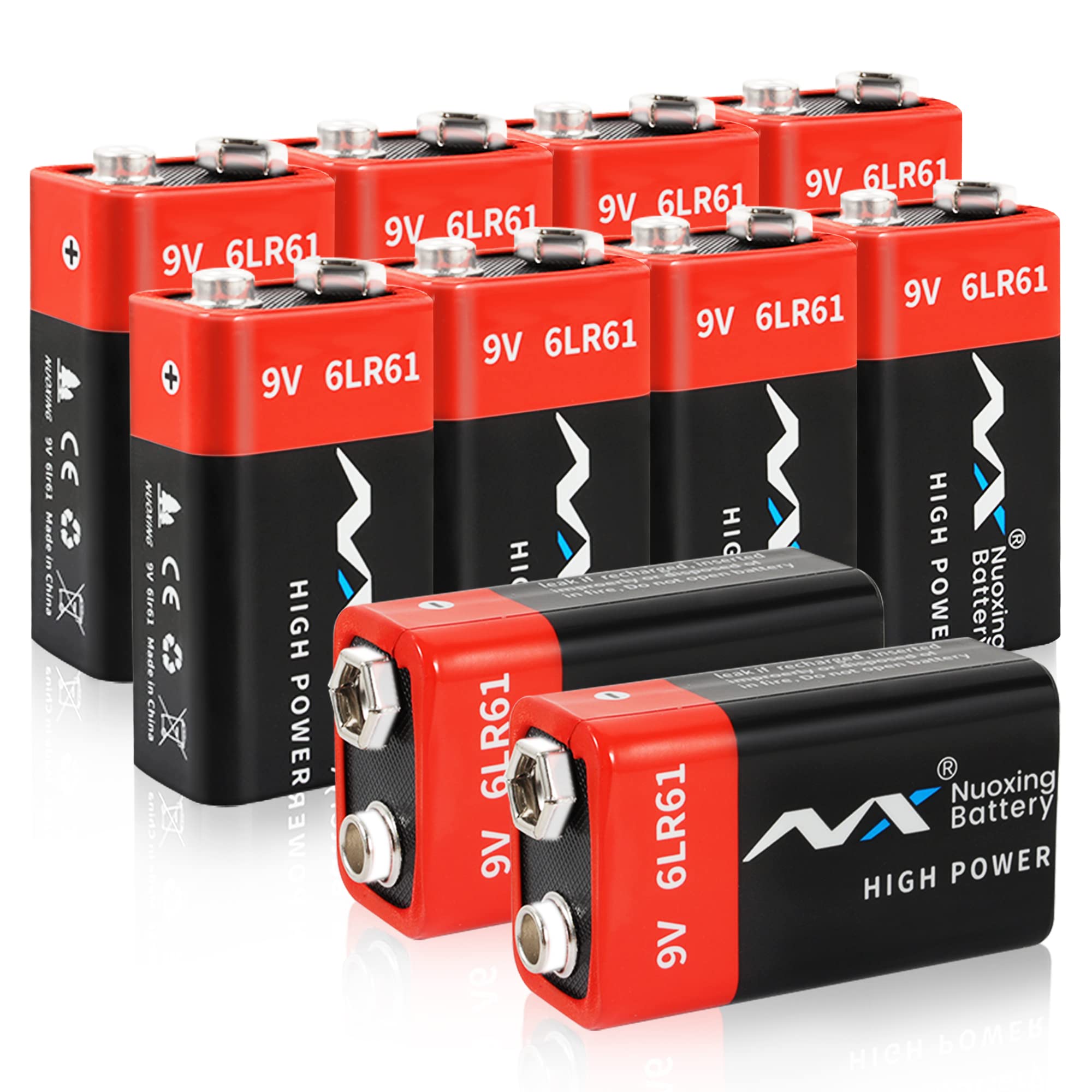 Tsrwuily 9V Batteries - Alkaline 9 Volt Battery 10 Counts - Ultra Long Lasting with a 10 - Year Shelf Life