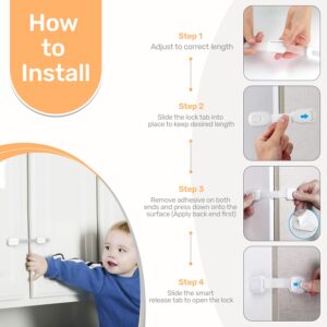 3M Adhesive Child Safety Strap Locks by Baby Proof Me, Baby Latches for Cabinets, Dishwashers, Fridges, Ovens and Trash Cans, Stain Free Toilet Lock (6 Safety Latches)