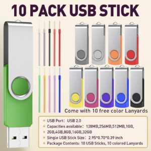 64GB Flash Drive Pack of 10 USB 2.0 Thumb Drives High Capacity 64 GB Memory Stick Jump Drive Pen Drive Zip Drive for Data Storage