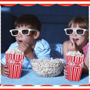 100 Pcs Popcorn Boxes Classic Red White Stripe Paper Popcorn Buckets Disposable Oil Proof Popcorn Container Retro Open Top Popcorn Holders for Movie Night Supplies Theaters Carnival Birthday Party