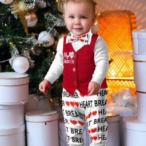 Dearnow My First Valentines Day Baby Boy Outfit Baby Boy Clothes 6-9 Months Mommys Valentine Baby Boy One-Piece Gentlemen Romper