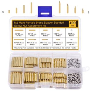 csdtylh 400pcs m2 motherboard standoffs&screws&nuts kit, hex male-female brass spacer standoffs, laptop screws for diy computer build, electronic projects, raspberry pi, circuit board etc.