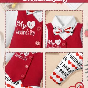 Dearnow My First Valentines Day Baby Boy Outfit Baby Boy Clothes 6-9 Months Mommys Valentine Baby Boy One-Piece Gentlemen Romper