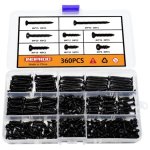 indprod m4 flat head self tapping wood screws assortment fasteners kit 360pcs,phillips drive countersunk head self-tapping screws,carbon steel