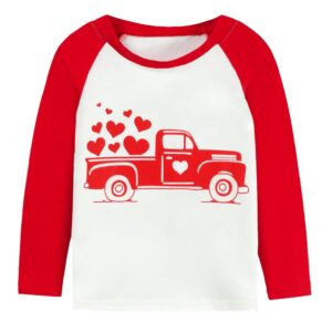 ddsol toddler boys girls valentine's day t-shirt truck loads of love heart long sleeve tees kids boys tops 4t