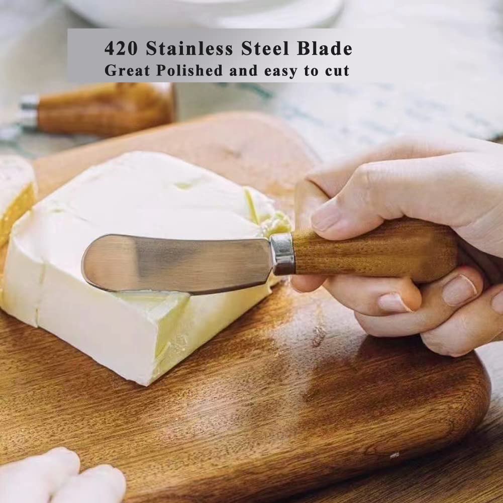 Miraclekoo Vertical Cheese Spreader Knives Kit, 4.7 inch, 420 Stainless Steel Butter Knife for Charcuterie Peanut Cream Jam Jelly Candy,4Pieces