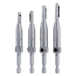 clahjqx 4pcs self centering hinge drill bit set, door window hinge perforator hexagon drill locating shaped drilling kit for woodworking punching 5/64" 7/64" 9/64" 11/64"