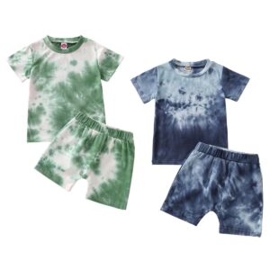 toddler baby boy summer outfits clothes tie dye shirt and short set for boys 4-piece 2t