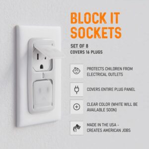 Wall Nanny Extender + The Block-It-Socket - Extends Baby Gates 4 Inches and Keep Children Safe from Outlets