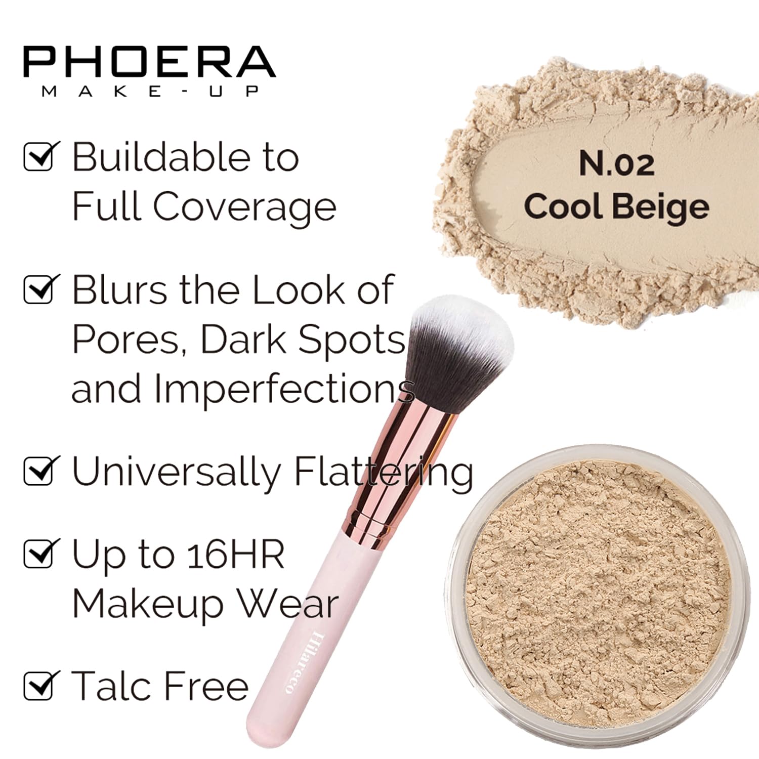 PHOERA Foundation Full Coverage Makeup, Mushroom Head Air Cushion CC Cream Natural Foundation Set,PHOERA Concealer, PHOERA Primer, PHOERA Powder, Foundation Brushes (102 Nued +02 Natural CC)