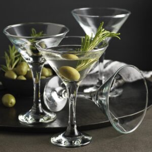 glaver's martini glasses set of 4 cocktail glasses, 6 ounce premium strong lead-free glass, stemmed margarita glasses, for bar, martini, and more dishwasher safe