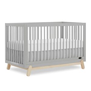 dream on me hygge 5-in-1 convertible crib in pebble grey oak, jpma & greenguard gold certified, made of sustainable pinewood, easy to clean, safe wooden nursery furniture