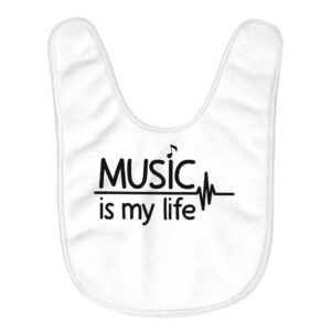 music is my life baby bibs - print baby feeding bibs - heartbeat bibs for eating