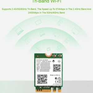 WiFi 6E AX210 NGW Wireless AX210 WiFi Card, AX210 NIC Wireless Module, Gigabit 2.4G/5G/6GHz Tri Band Wi-Fi 6E, 802.11AX Standard, Bluetooth 5.2,MU-MIMO, Support Linux, Windows 10/8.1/8/7, etc.