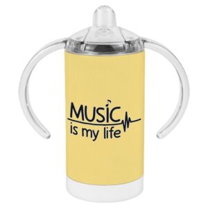 music is my life sippy cup - print baby sippy cup - heartbeat sippy cup