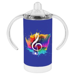 treble clef design sippy cup - music key baby sippy cup - colorful sippy cup