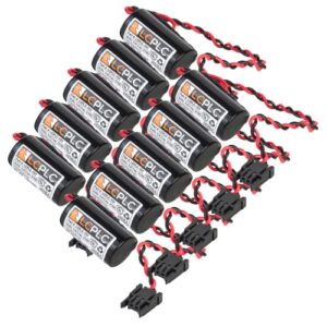 lcplc-707x10 10 pcs of battery - mitsubishi b9670mc, a6bat-mrbat, mr-jbat - 3.6v, 2100mah non-rechargeable lithium plc battery for automated factory assembly machines, amusement rides, light fixtures