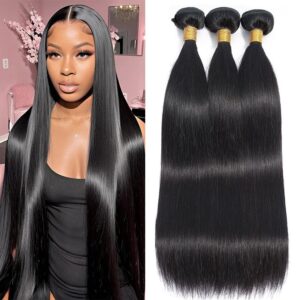 10a straight bundles human hair 16 18 20 inch brazilian 100% unprocessed virgin weave 3 natural black color