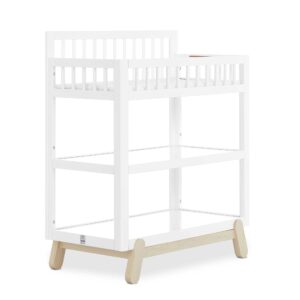 dream on me hygge changing table in weathered vintage oak, greenguard gold & jpma certified, comes with safety belts & 1” changing pad, easy to clean, safe wooden furniture